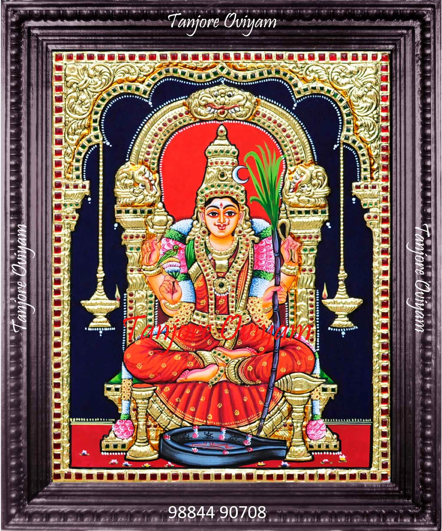 Divine Kamatchi Amman Tanjore Painting